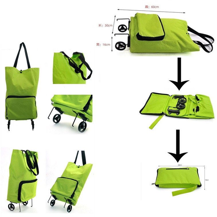 Foldable Shopping Trolley Bag Wheels Folding Travel Luggage